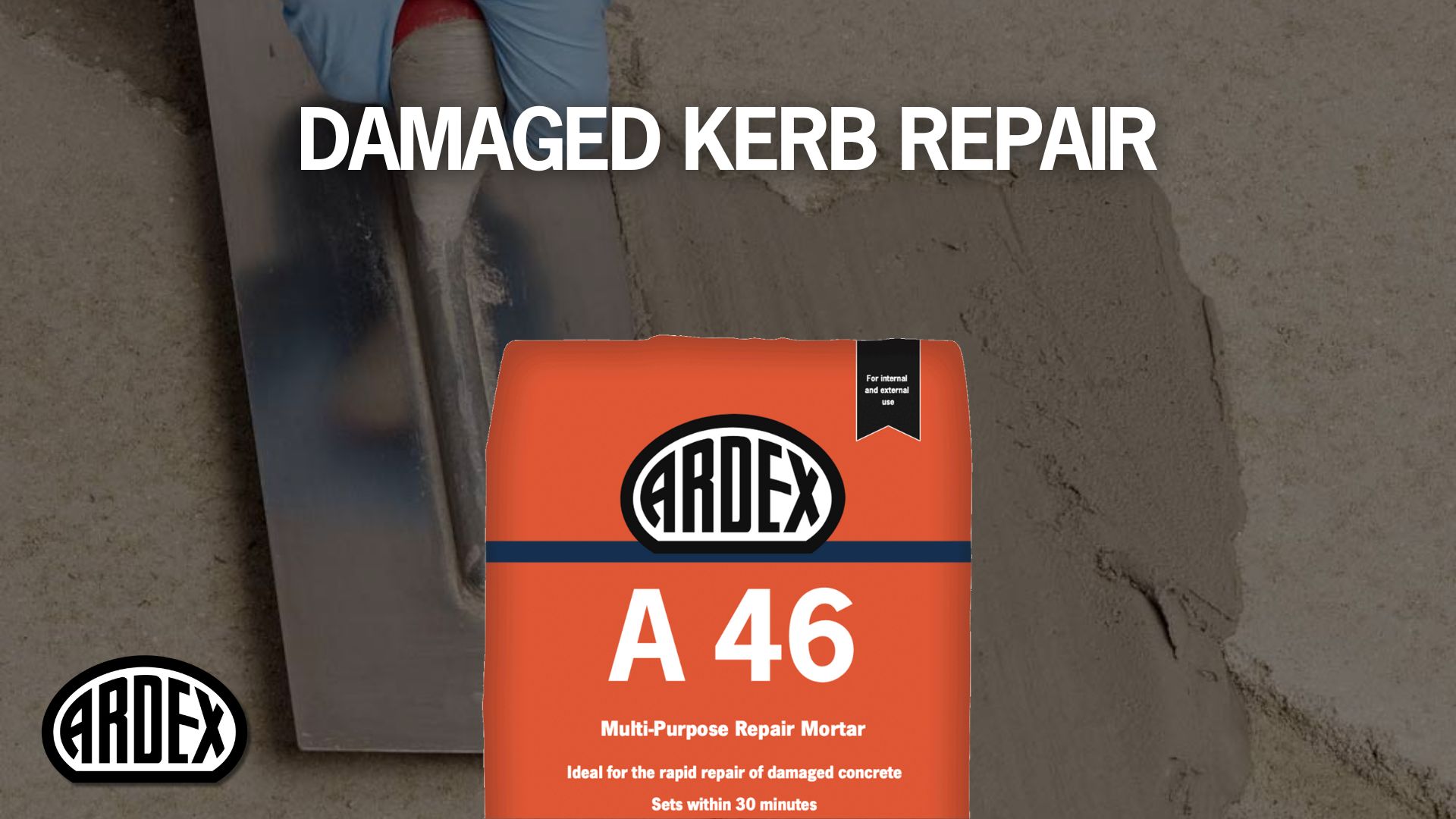Repair a damaged concrete kerb with ARDEX A 46 General Purpose Repair Mortar - ARDEX UK Training