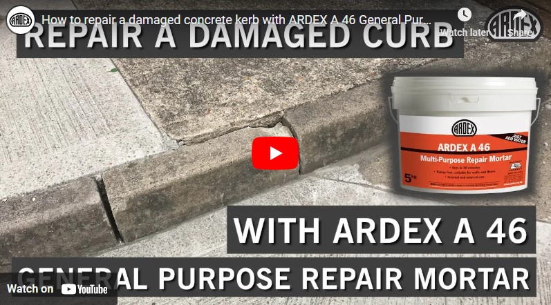 Repair a damaged concrete kerb with ARDEX A 46 General Purpose Repair Mortar - ARDEX UK Training